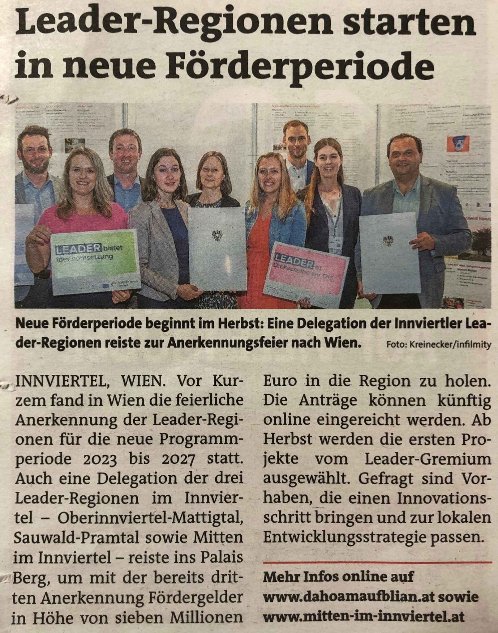 LEADER-Regionen starten in neue Förderperiode | LEADER Oberinnviertel-Mattigtal